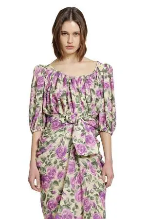 Chloé Puff Sleeve Cropped Top - [lowercase][,lowercase]